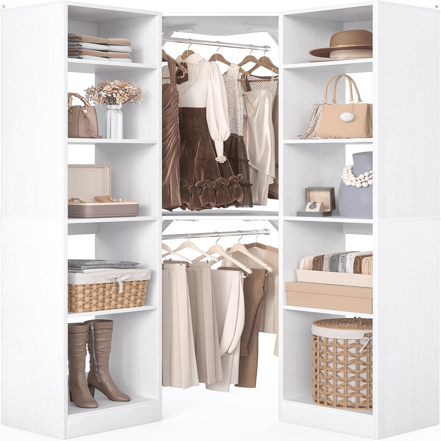 Corner Closet System with 12 Shelves 40" Large Corner Closet Organizer ...