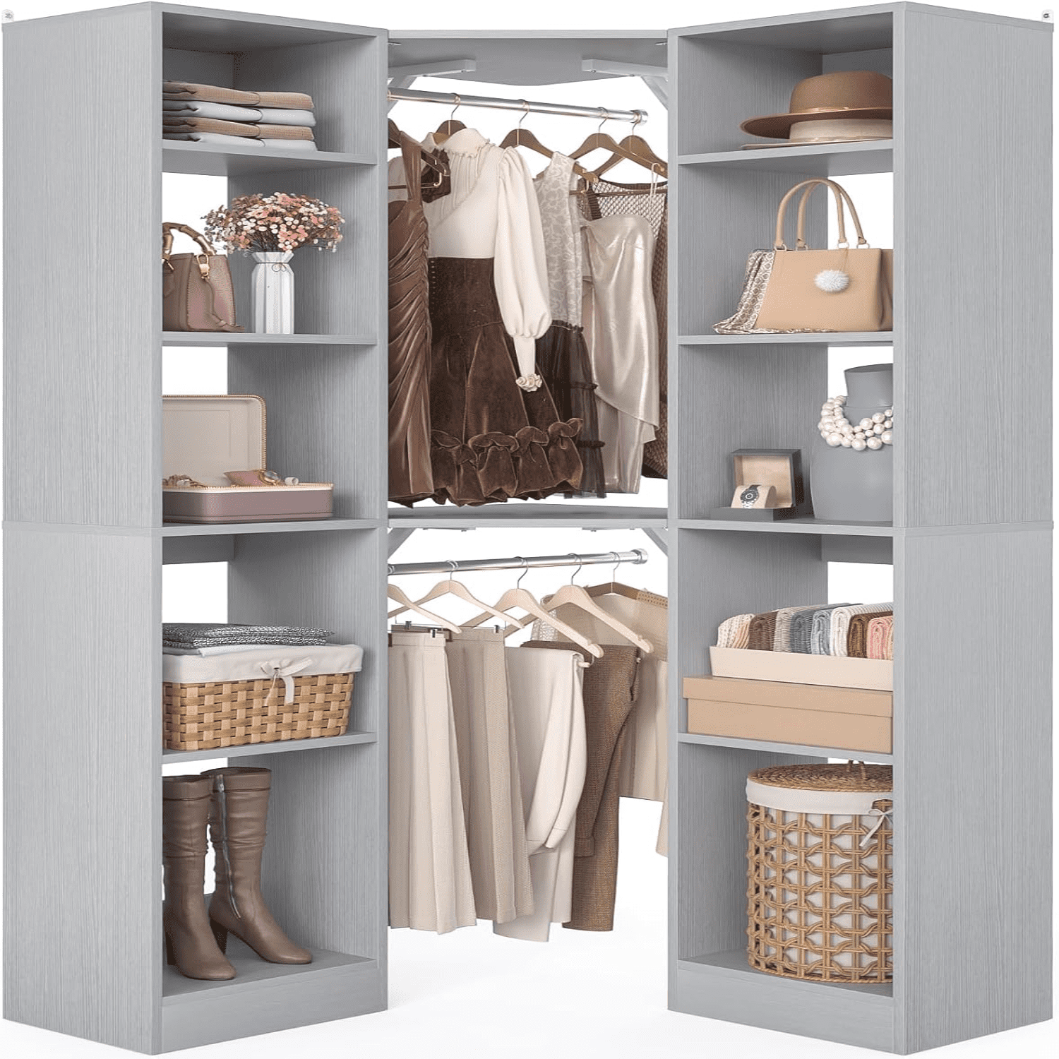Corner Closet System with 12 Shelves 40" Large Corner Closet Organizer ...