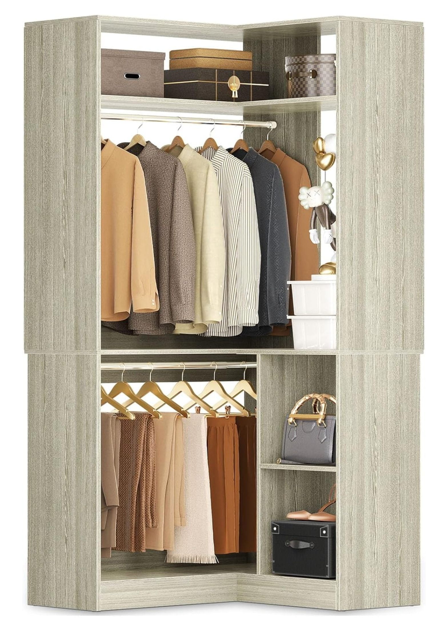 Corner Closet System with Shelves, 34’’ Closet Organizer System with ...