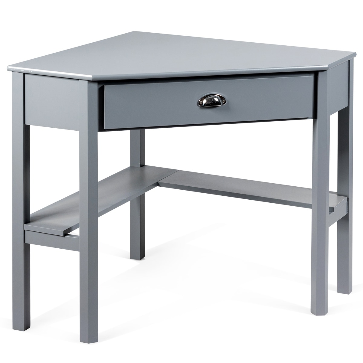 Corner Computer Desk Table Wooden Workstation Corner Laptop Desk Grey ...