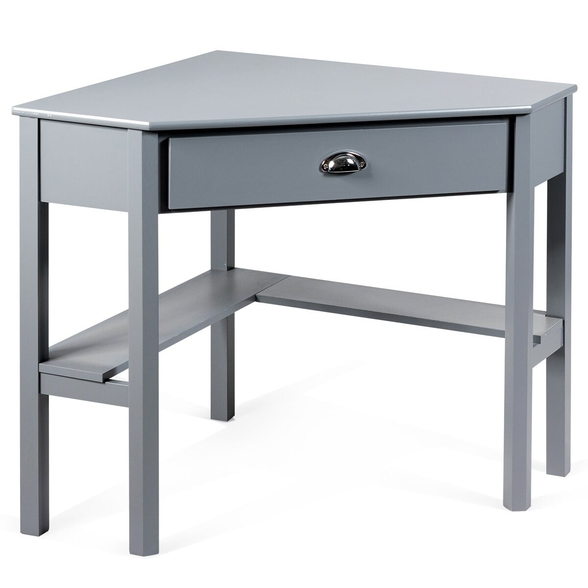 Corner Computer Desk Table Wooden Workstation Corner Laptop Desk Grey ...