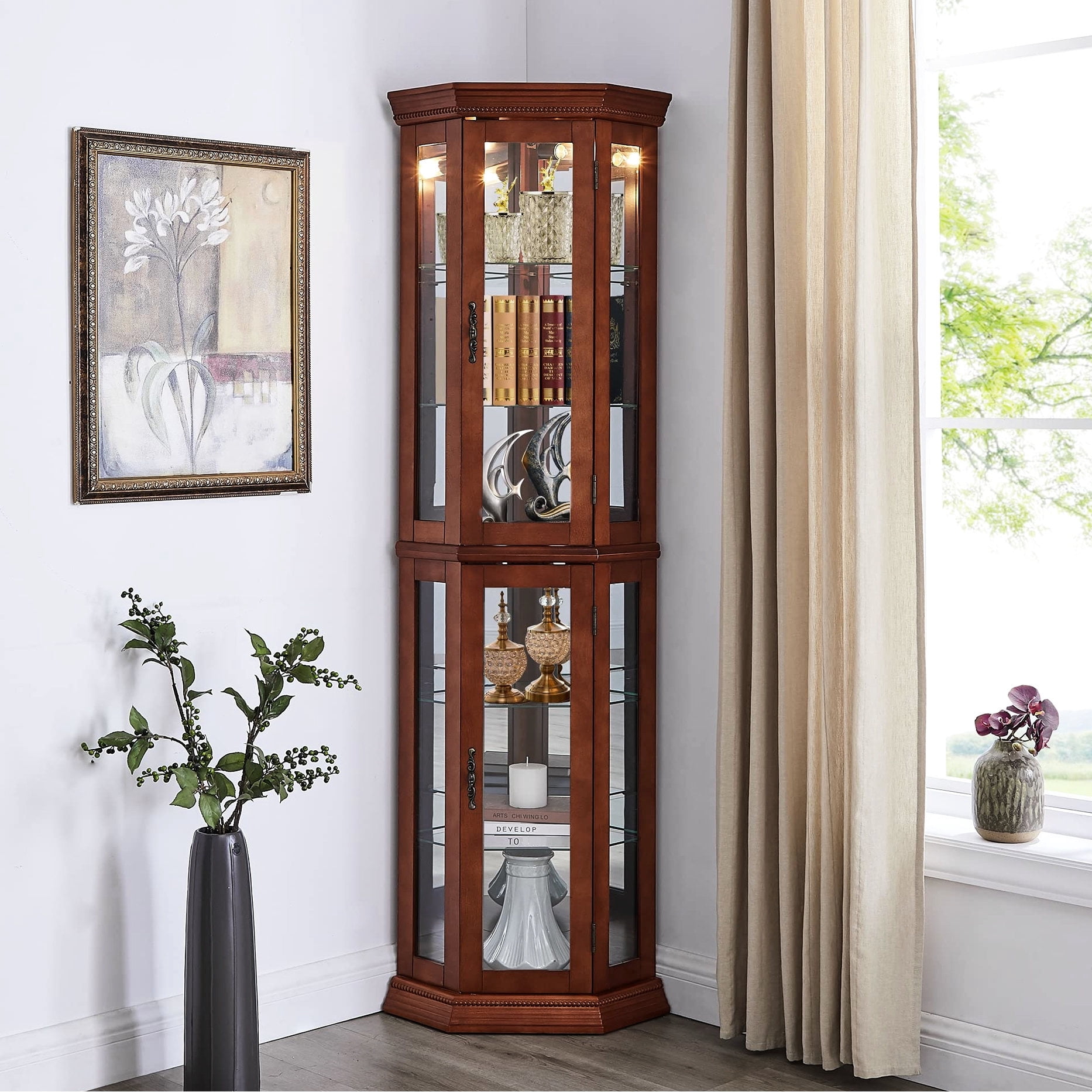 Corner Curio Cabinet with Lights | Enhance Aesthetic of Treasures in ...