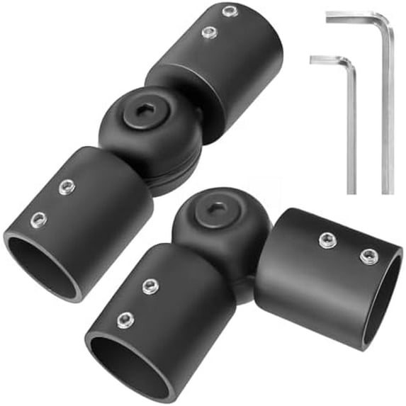 Corner Curtain Rod Connector Heavy Duty Adjustable Hinged Elbow ...