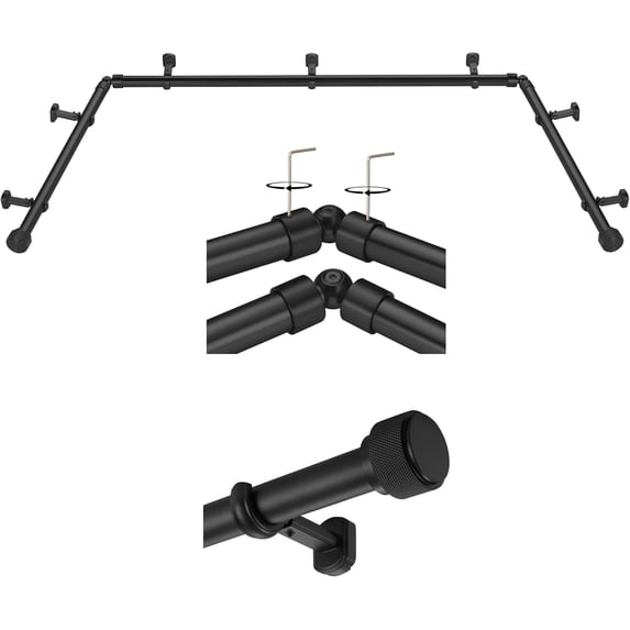 Corner Curtain Rod for Windows - Telescoping Bay Window Curtain Rods ...