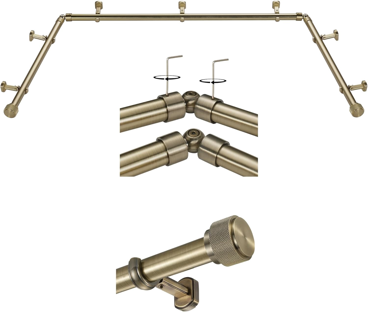Corner Curtain Rod for Windows - Telescoping Bay Window Curtain Rods ...