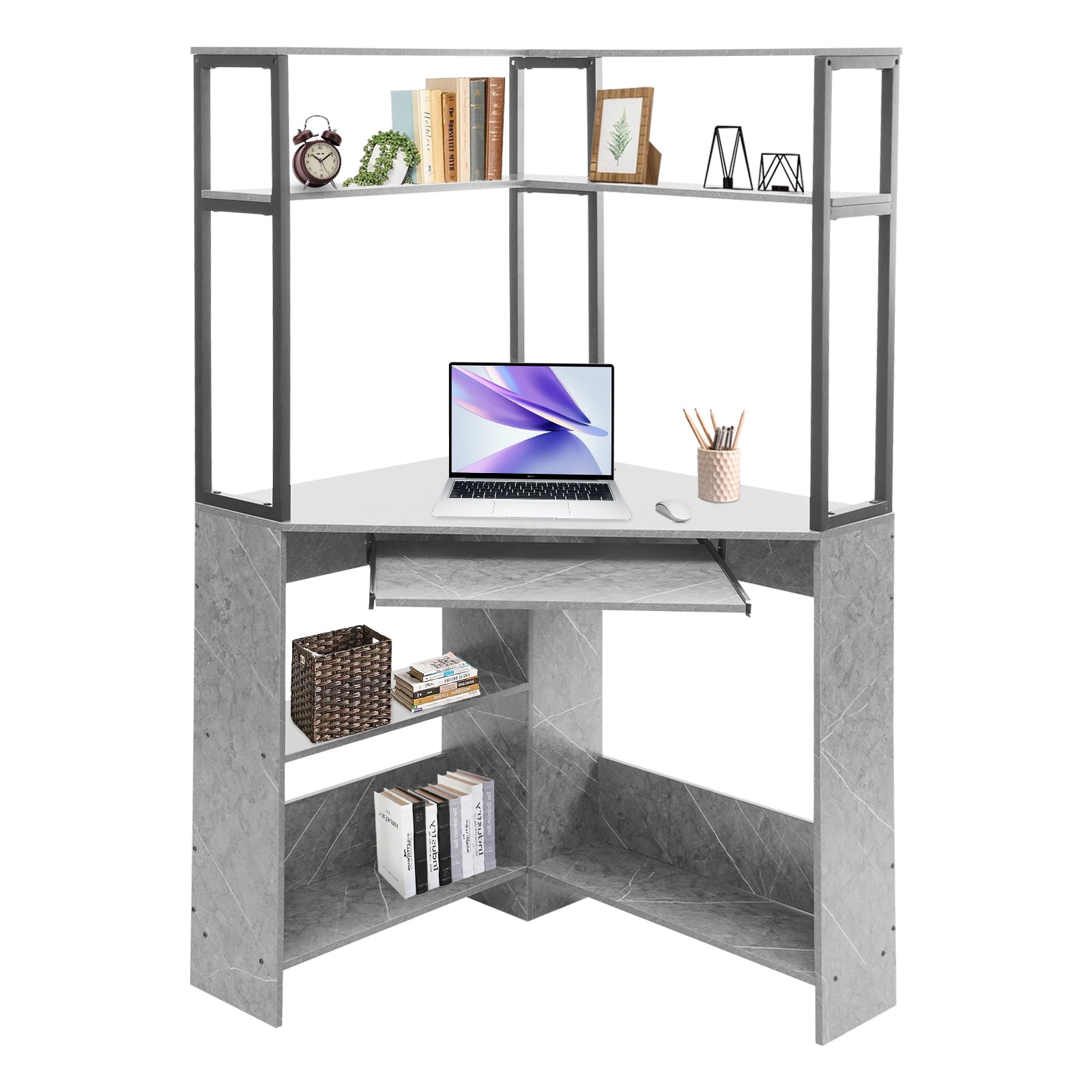 Corner Desk with Charging, 29.5 x 29.5 x 60in Triangle Corner Computer ...