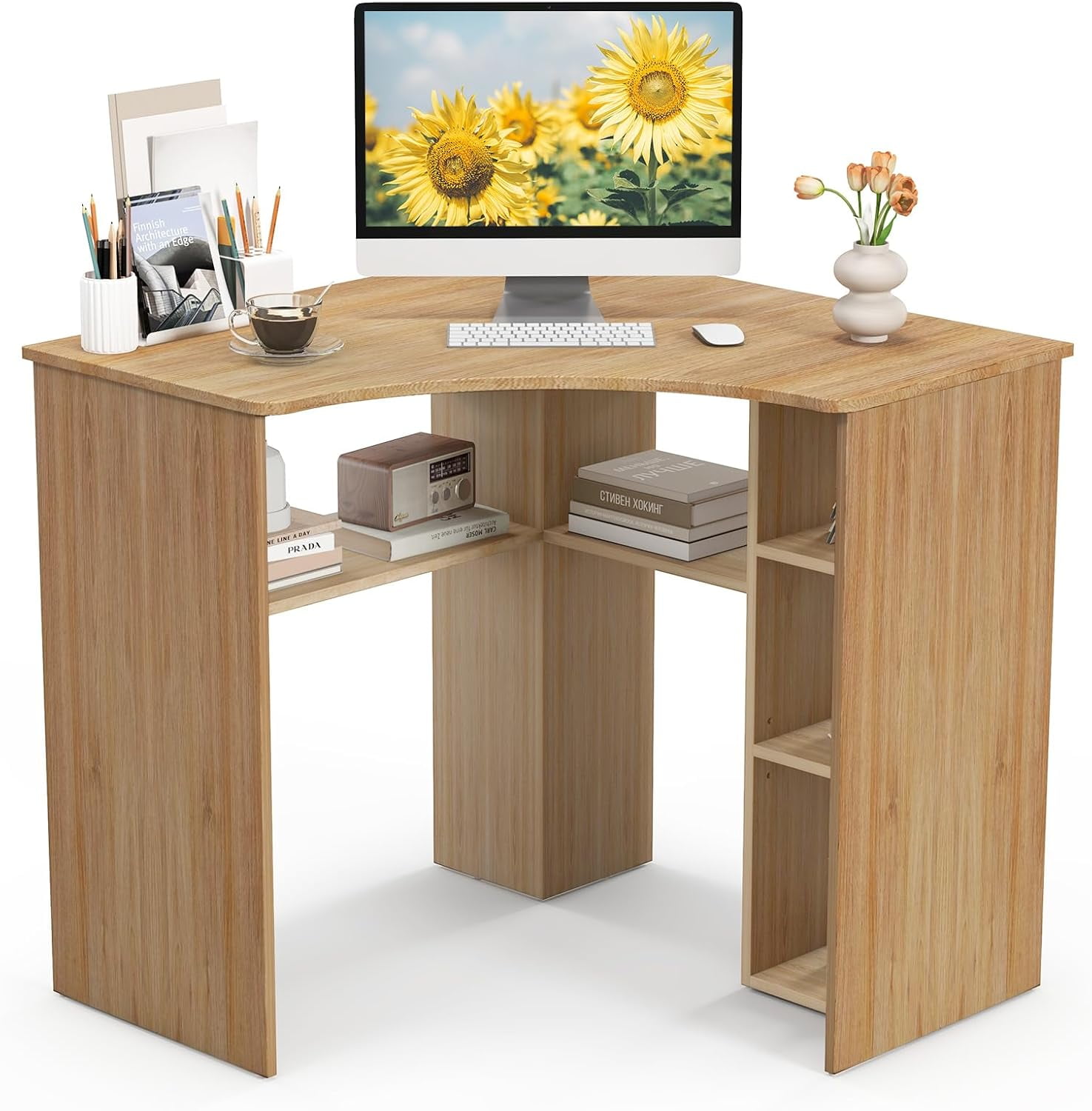 Corner Desk with Storage 34" W x 30.5" H Small Computer Desk with ...