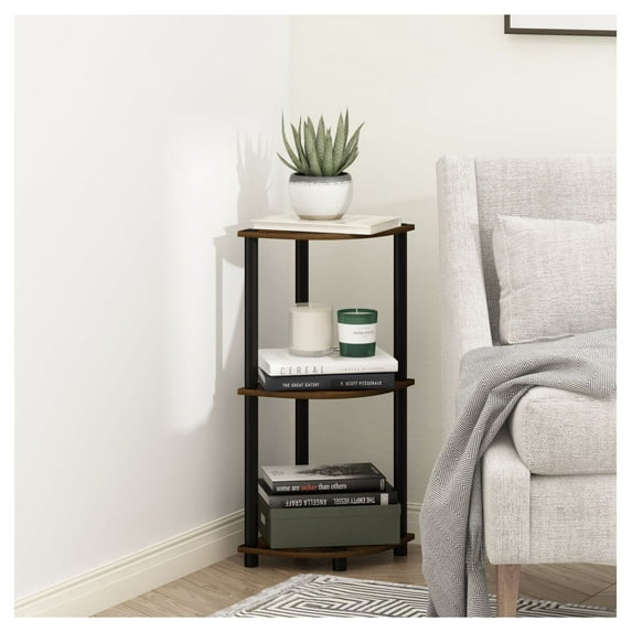 Corner Display Rack, 3-Tier Shelving Unit - Turn-N-Tube Amber Pine ...