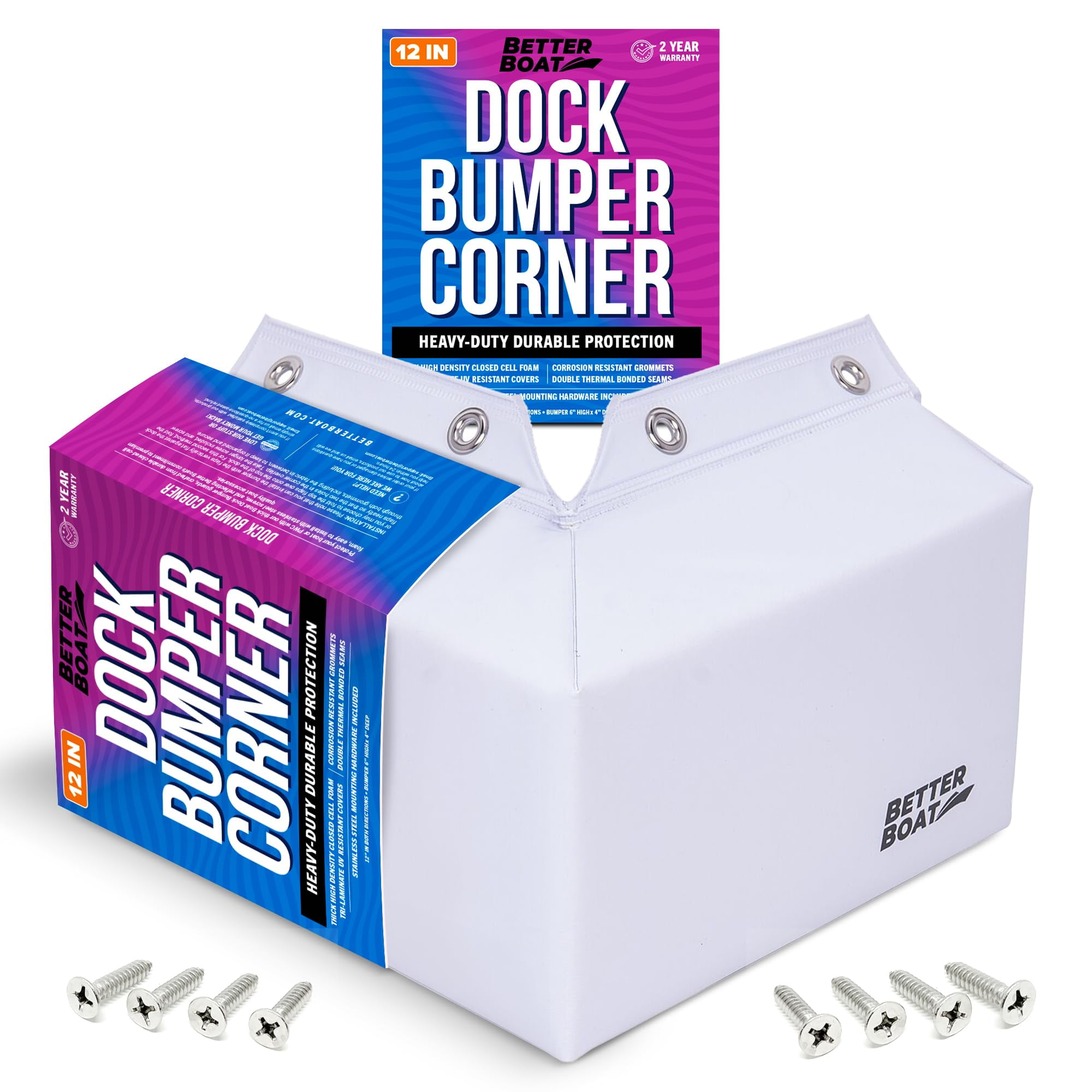 Corner Dock Bumper Guards, Soft Marine White Pads with Screws, for Dock ...