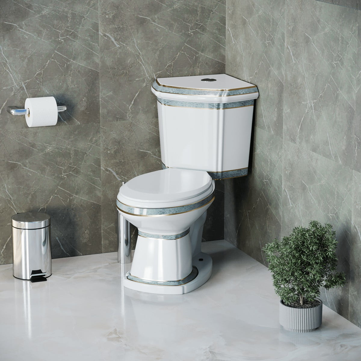 Corner Elongated Two Piece Dual Flush Bathroom Toilet India Reserve ...
