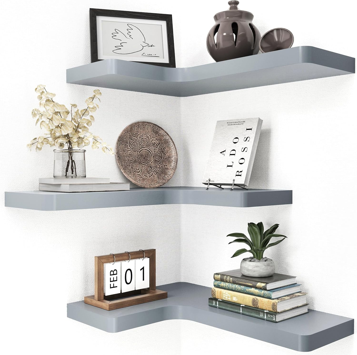 Corner Floating Shelves, Wall Shelf Set of 3, Shelves for Wall Storage ...