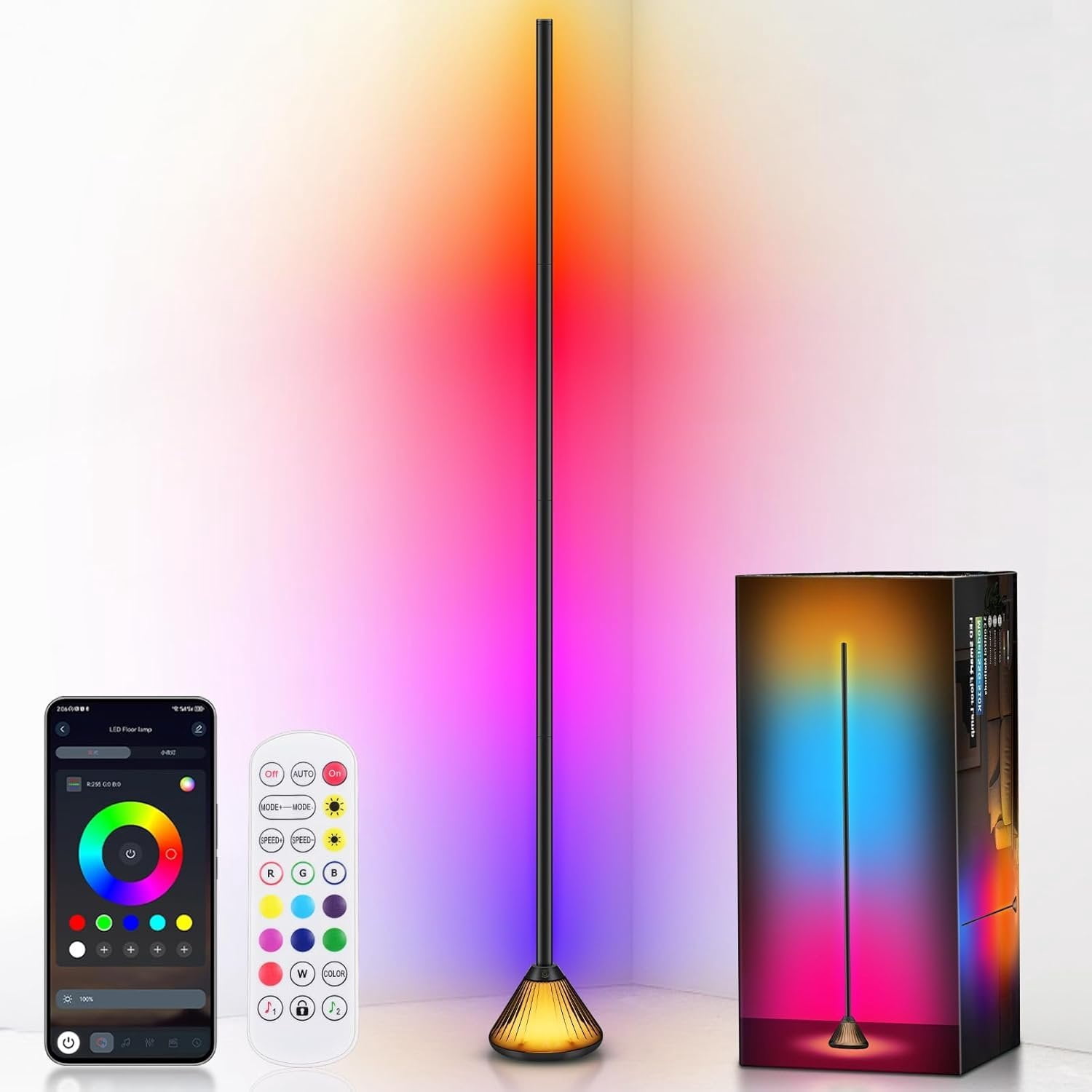 Corner Floor Lamp - 16 Million DIY Colors, 68+ Scenes, Music Sync, App ...