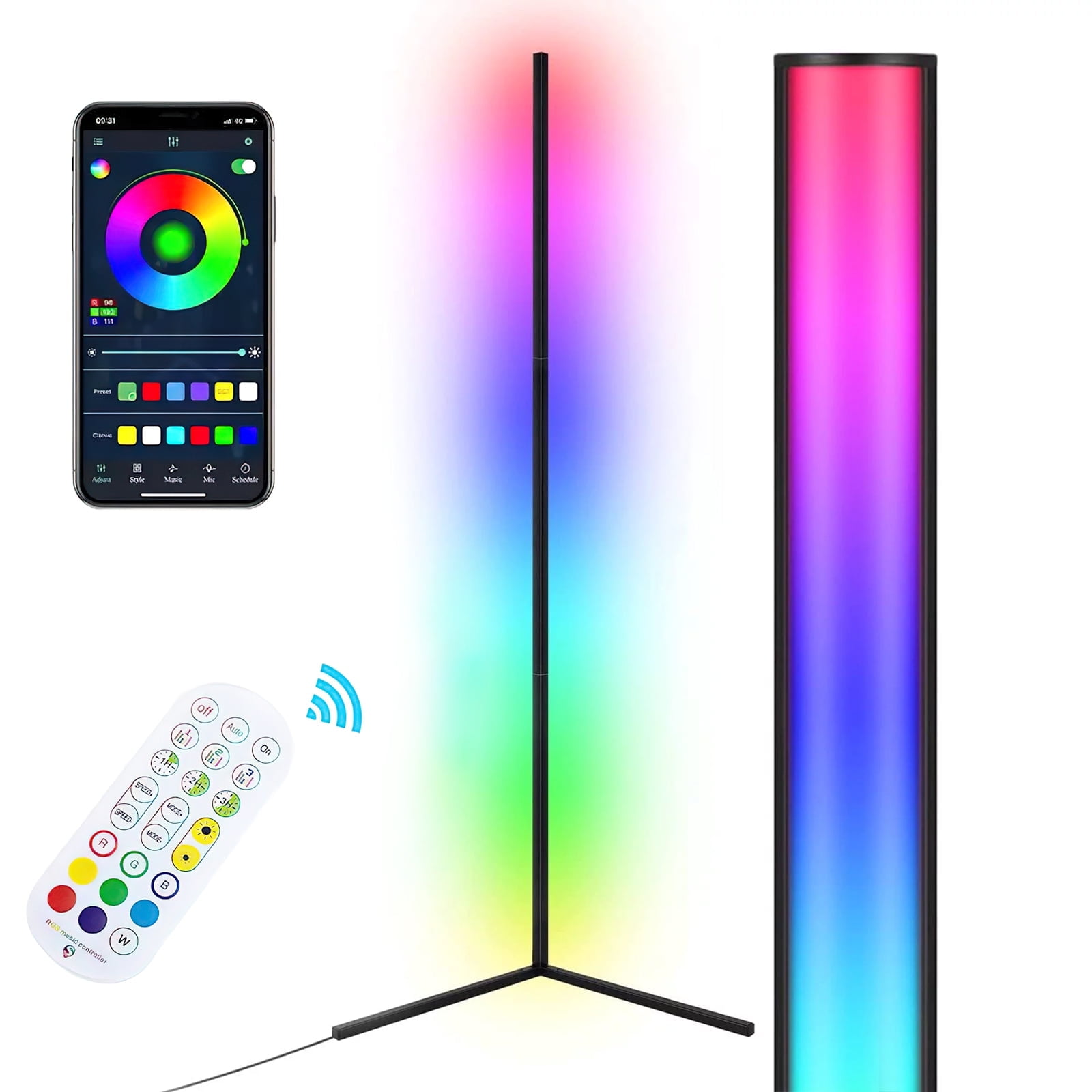 Corner Floor Lamp, RGB Color Changing Mood Lighting Corner Lamp with ...