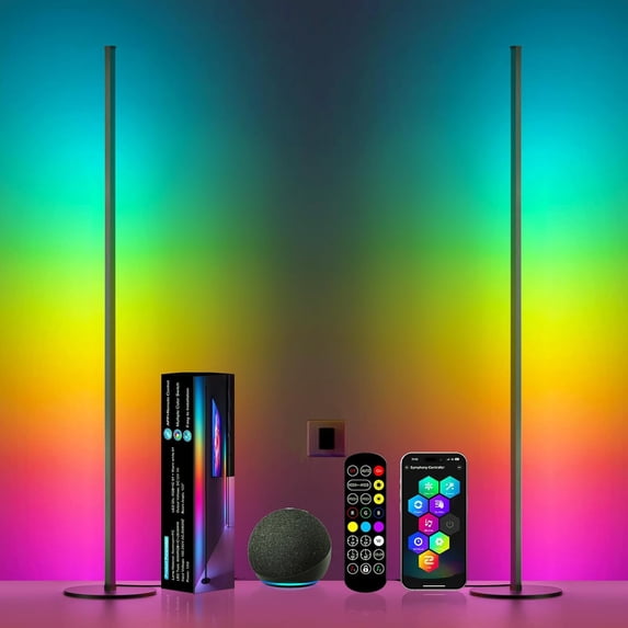 Corner Floor Lamp, RGB IC Smart Lamps Work with Alexa, APP and Remote ...