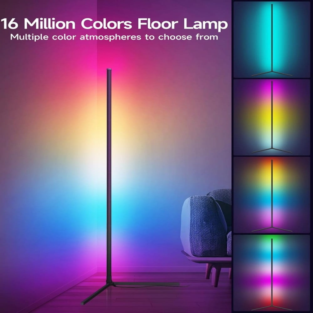Corner Floor Lamp, RGB LED Corner Lamp with Music Sync, Smart App and ...