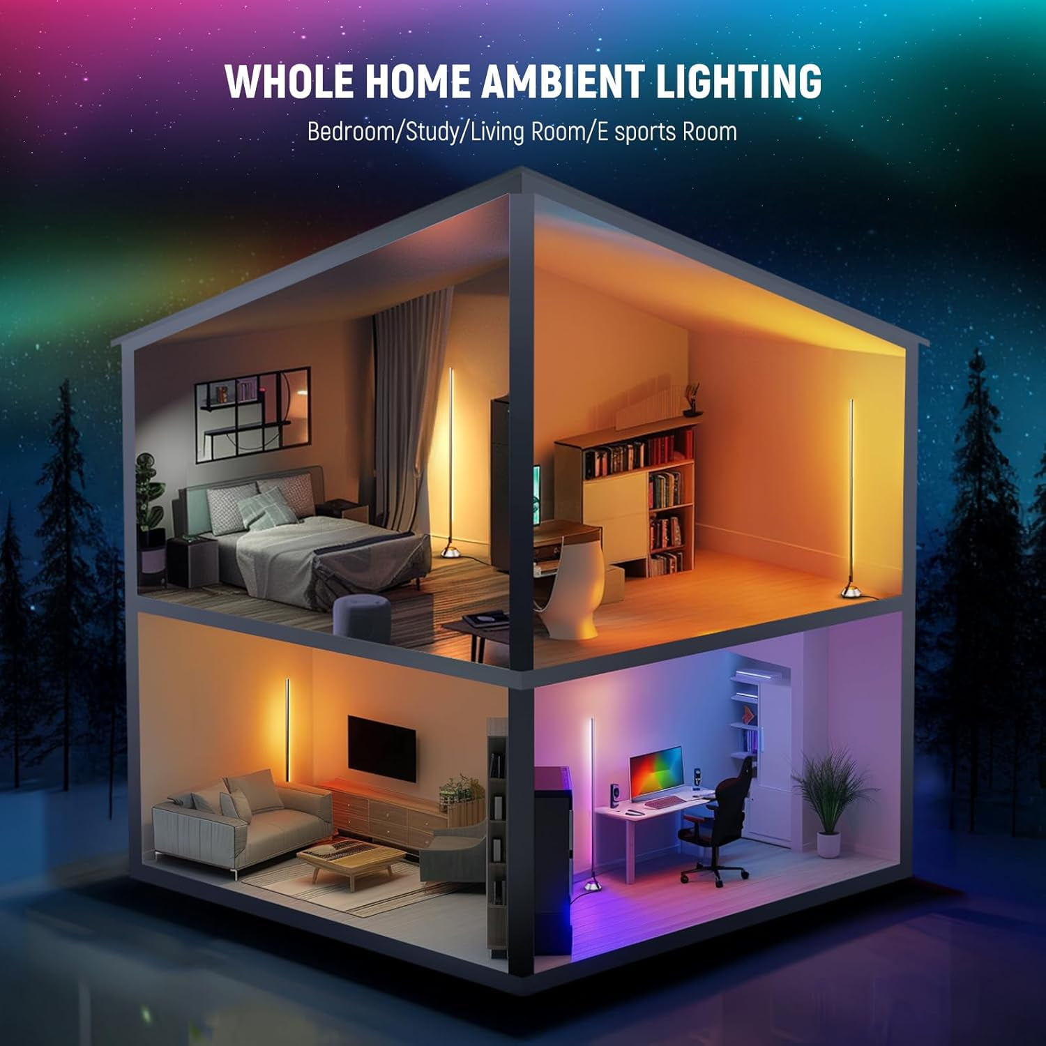 Corner Floor Lamp + RGB LED Design - Hot Deal Lighting - Soft Ambient ...