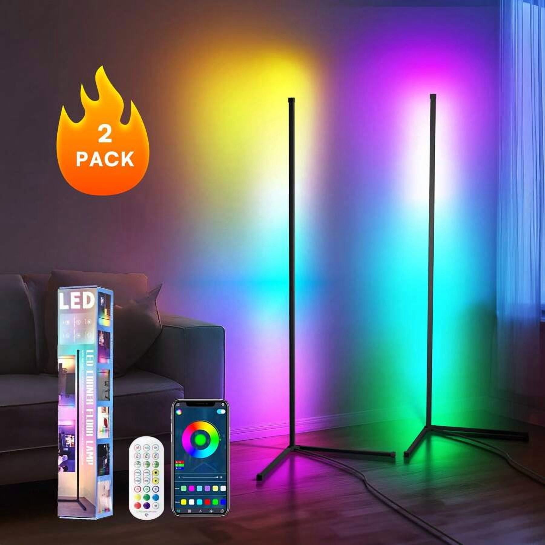 Corner Floor Lamp - Smart RGB LED Corner Lamp With App And Remote Control, 16 Million Colors ...