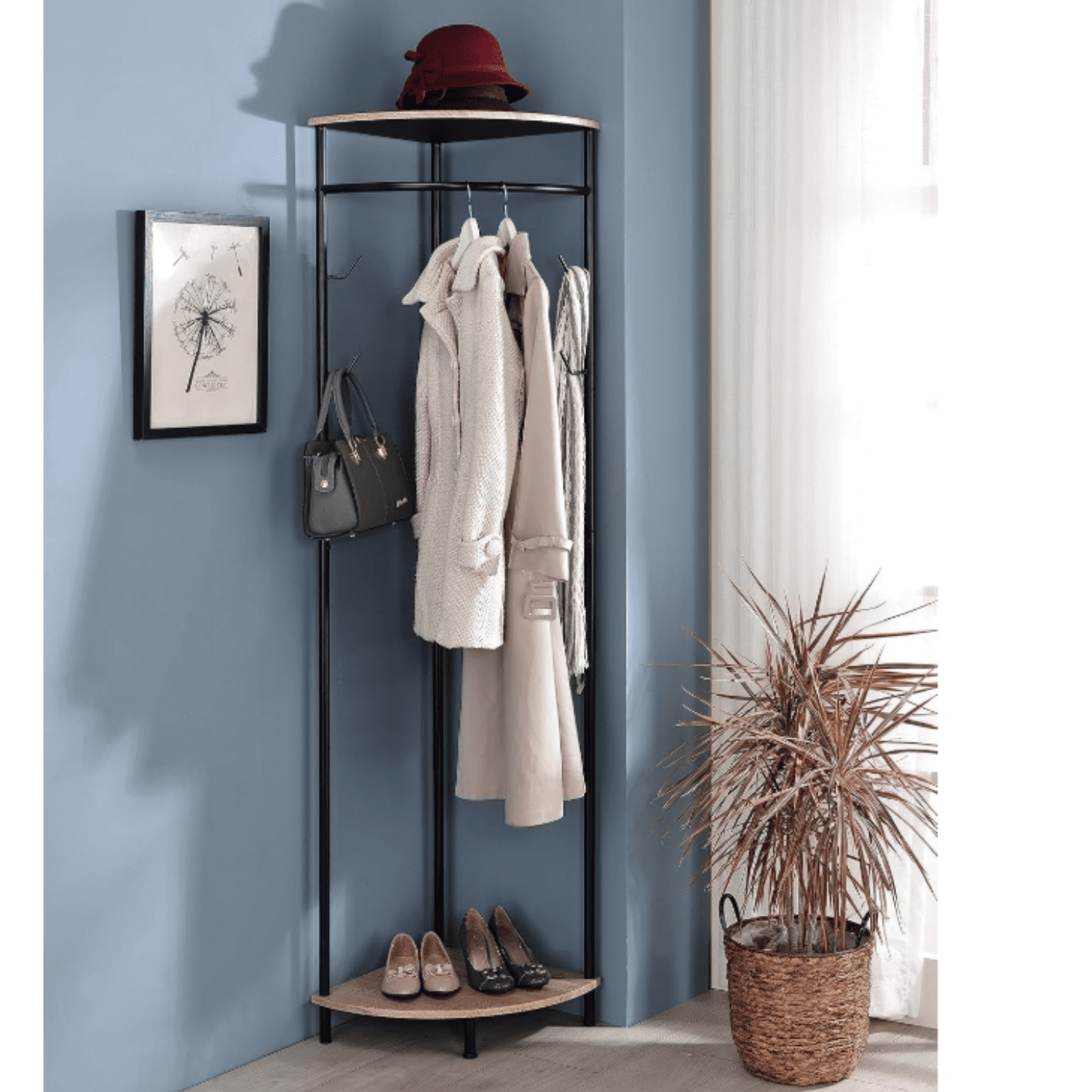 Corner Hall Tree Clothes Rack, Black - Walmart.com
