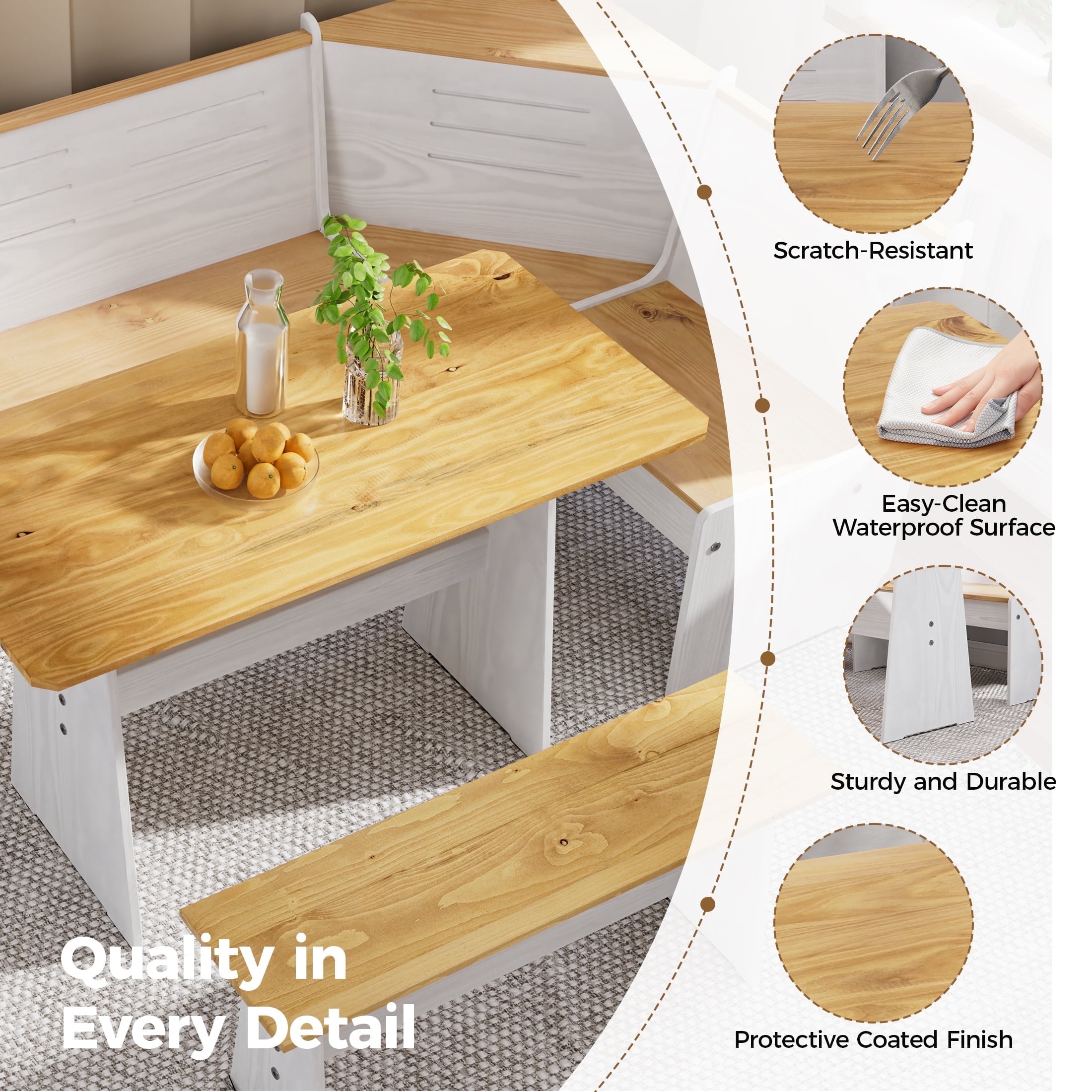 Customer reviews for Corner Kitchen Table Breakfast Nook Kitchen Corner Dining Table Set, Nook ...