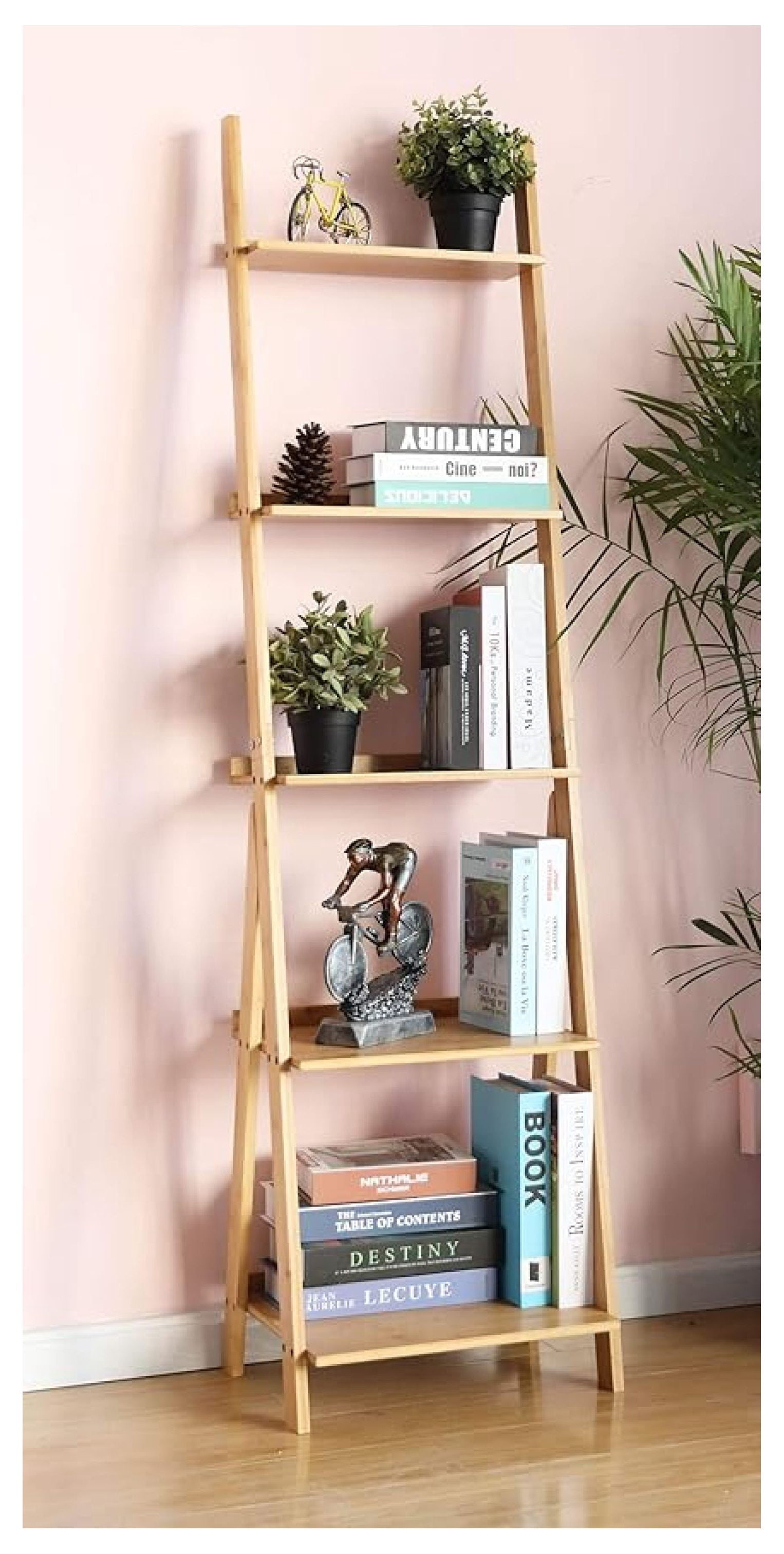 Corner Ladder Shelf Storage Shelving, 5 Tier Books//Albums/Files Holder ...