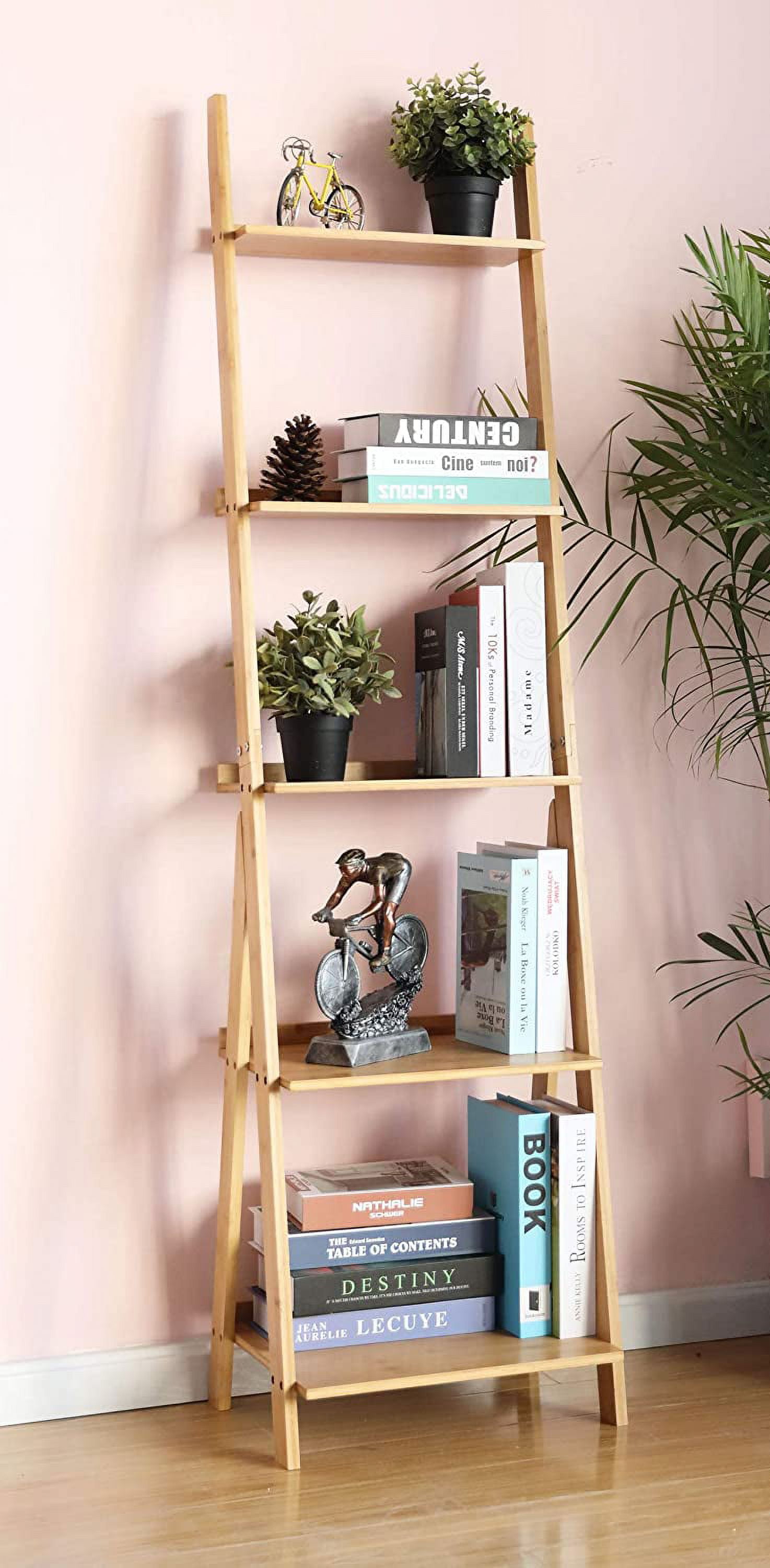 Corner Ladder Shelf Storage Shelving, 5 Tier Books/CDs/Albums/Files ...