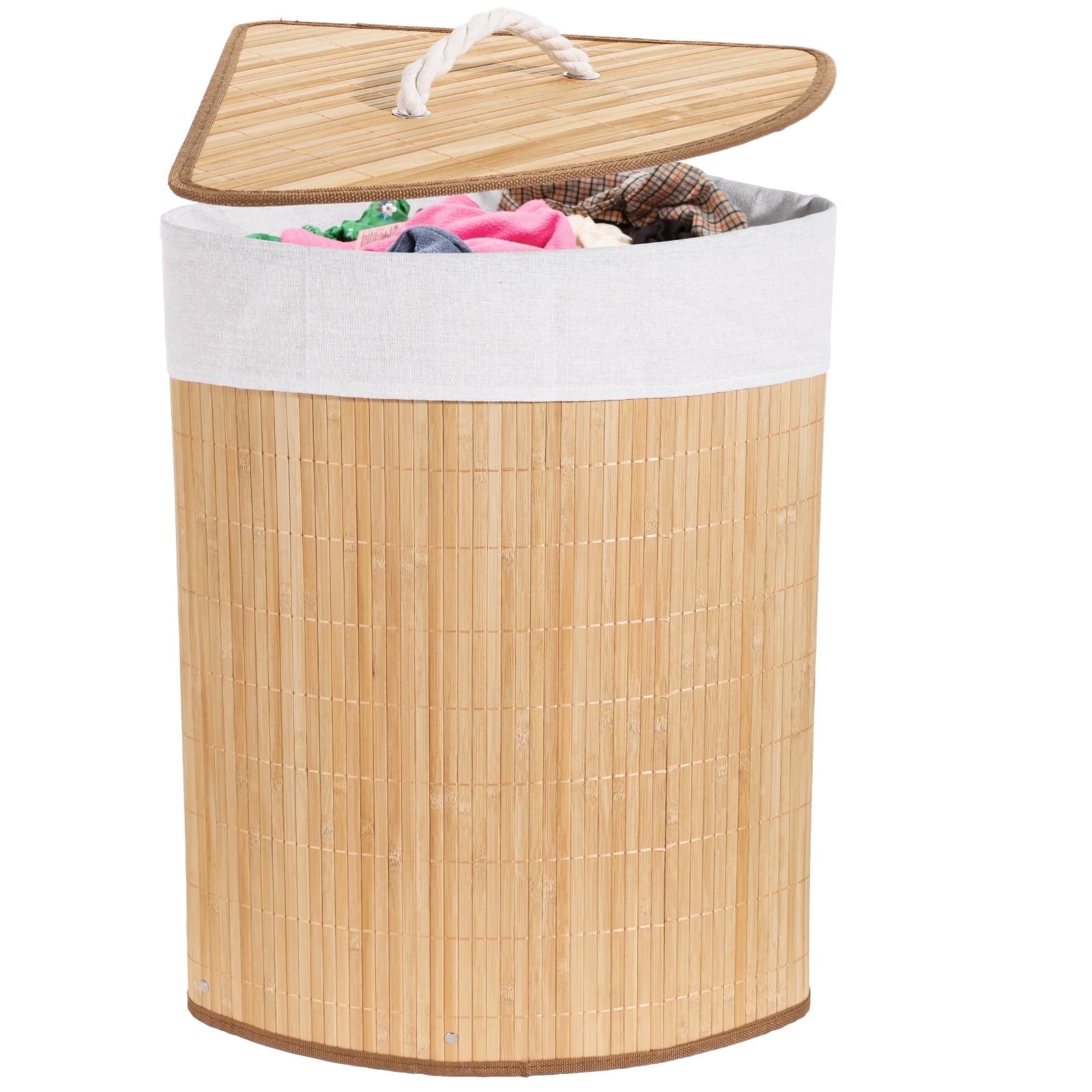 Corner Laundry Hamper with Lid, Foldable Triangle Clothes Hamper ...