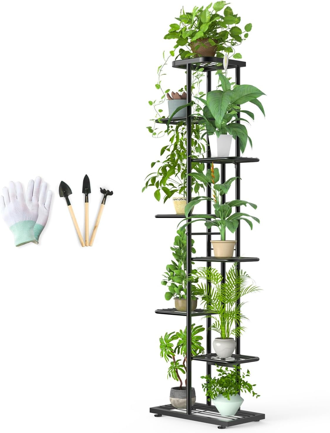 Corner Plant Stand Indoor 8 Tier 9 Potted with Gardening Tools and ...