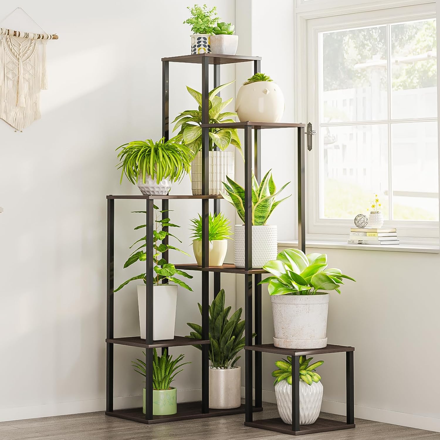 Corner Plant Stand Indoor, Tall Tiered Metal Plant Shelf for Multiple ...