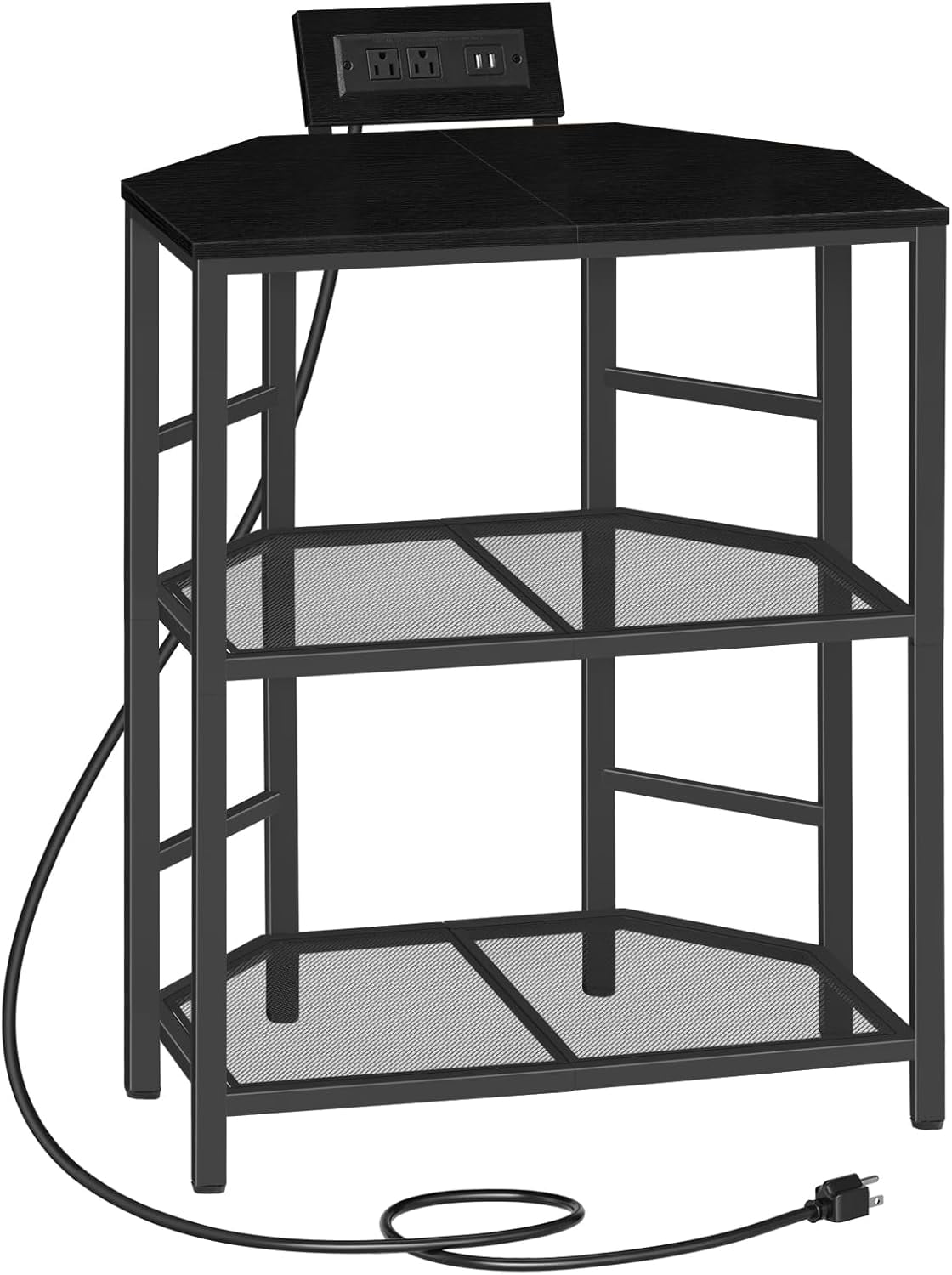 Corner Printer Stand with Charging Station, 3-Tier Large Printer Table ...