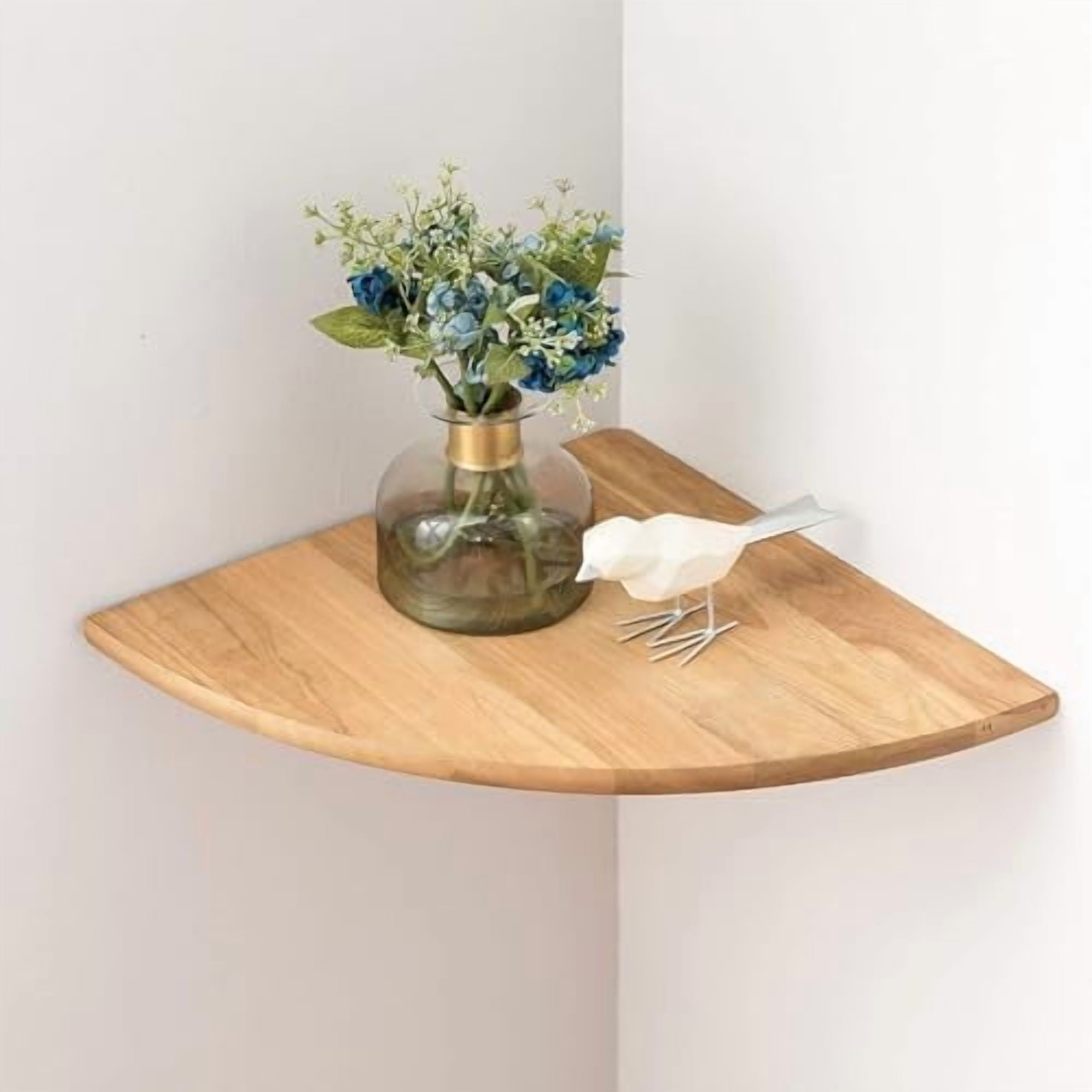 Corner Shelf, 12inch Solid Oak Wood Floating Corner Shelves Wall Mount ...