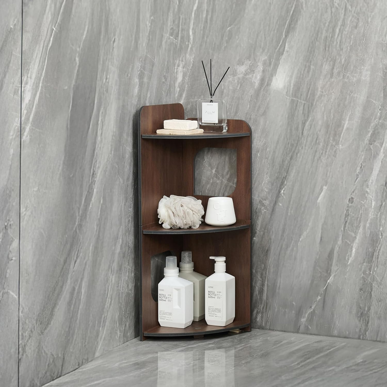 Corner Shelf, 3-Tier Storage Organizer, Bathroom Corner Organizer ...