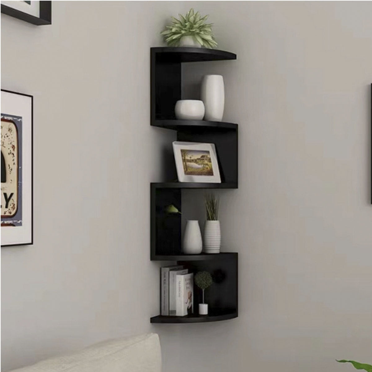 Corner Shelf - 5/2-Tier Corner Floating ShelvesWall Easy Assemble Wall ...