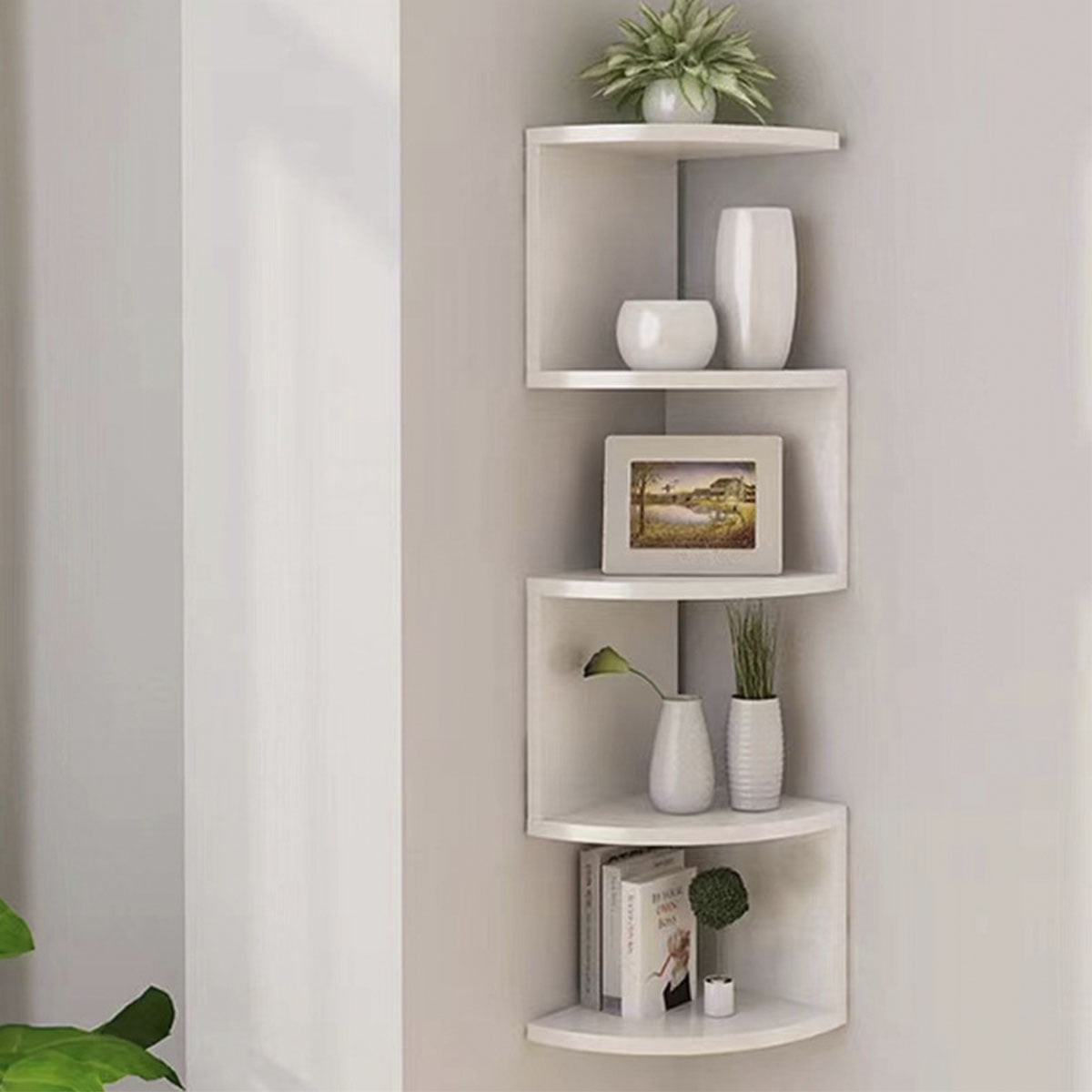Corner Shelf - 5/2-Tier Corner Floating ShelvesWall Easy Assemble Wall ...