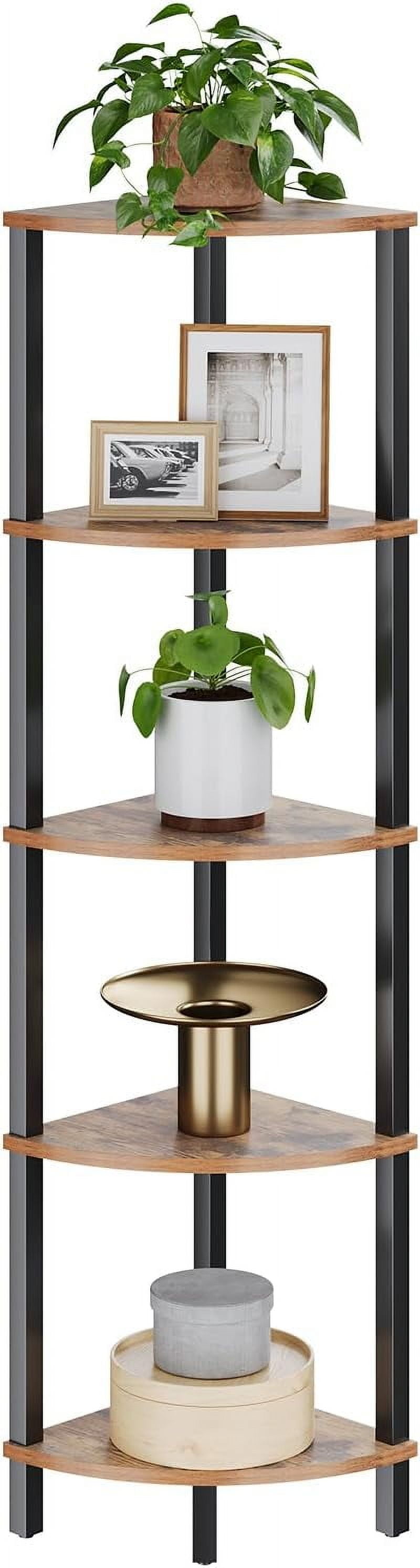 Corner Shelf, 5-Tier Corner Bookshelf, Industrial Corner Ladder Shelf ...