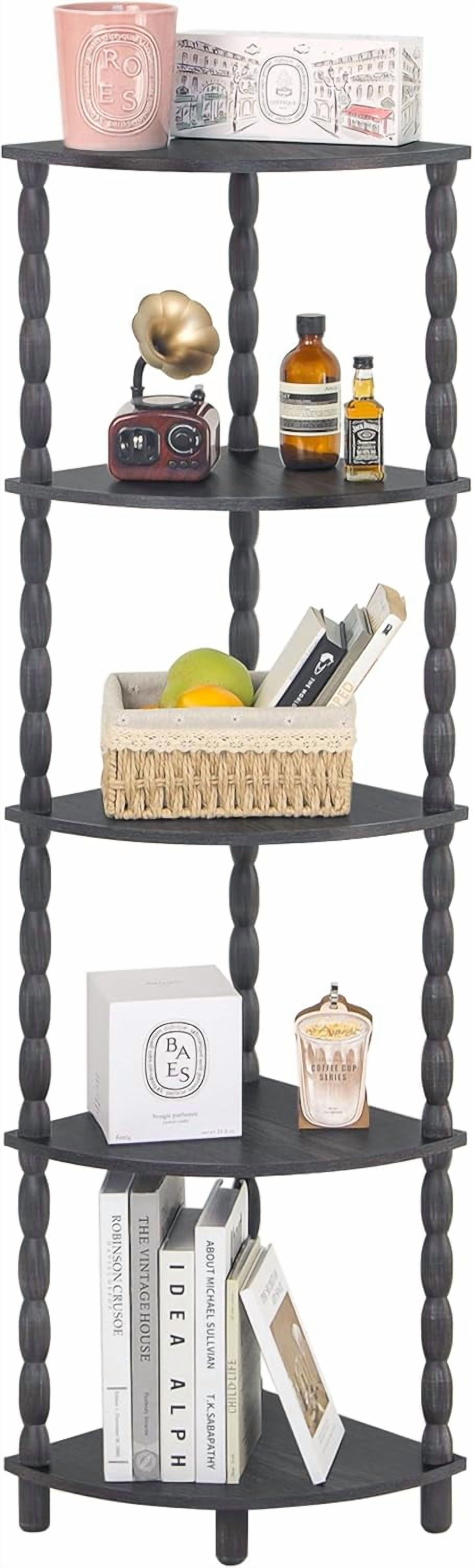 Corner Shelf, 5-Tier Corner Bookshelf, Stylish Corner Storage Display ...