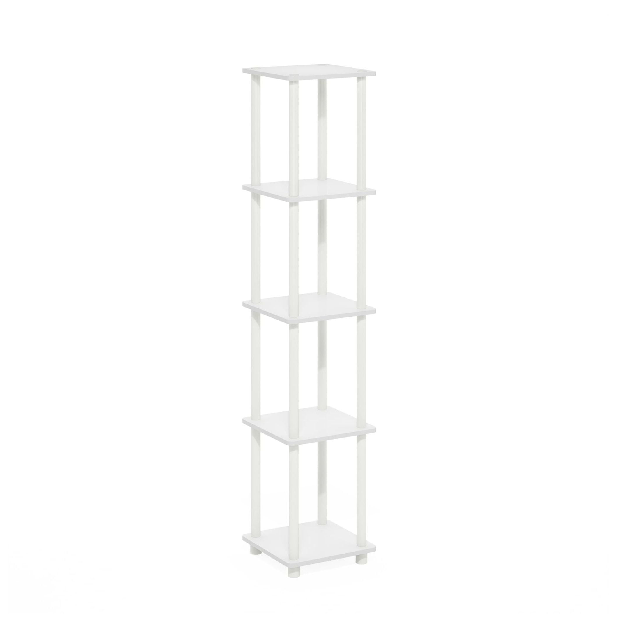 Corner Shelf 5 Tier - White Display Rack, Square Bookshelf for Living ...