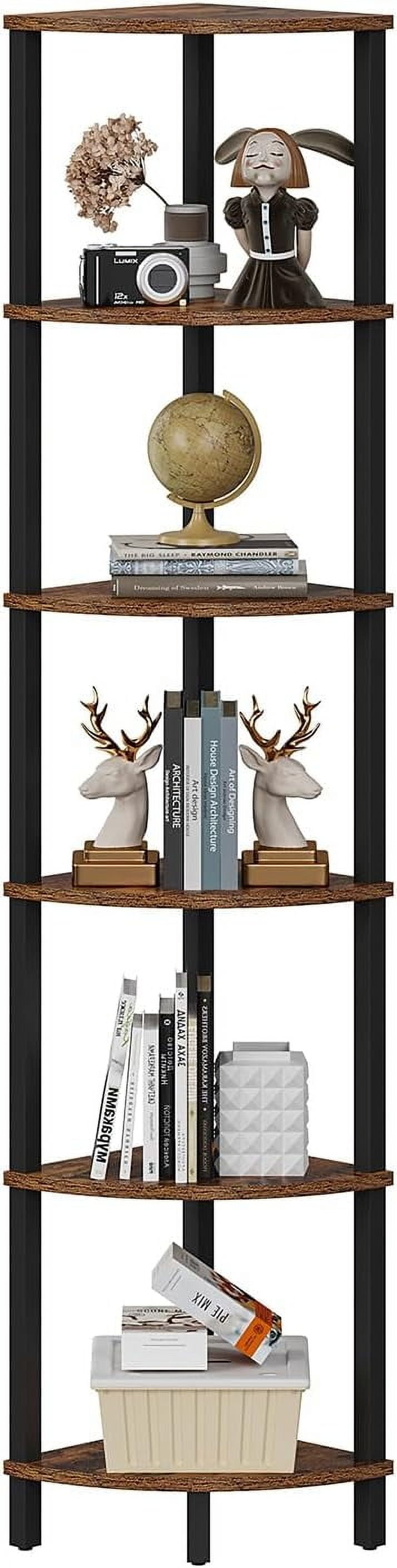 Corner Shelf, 6-Tier Corner Bookshelf, Industrial Corner Ladder Shelf ...