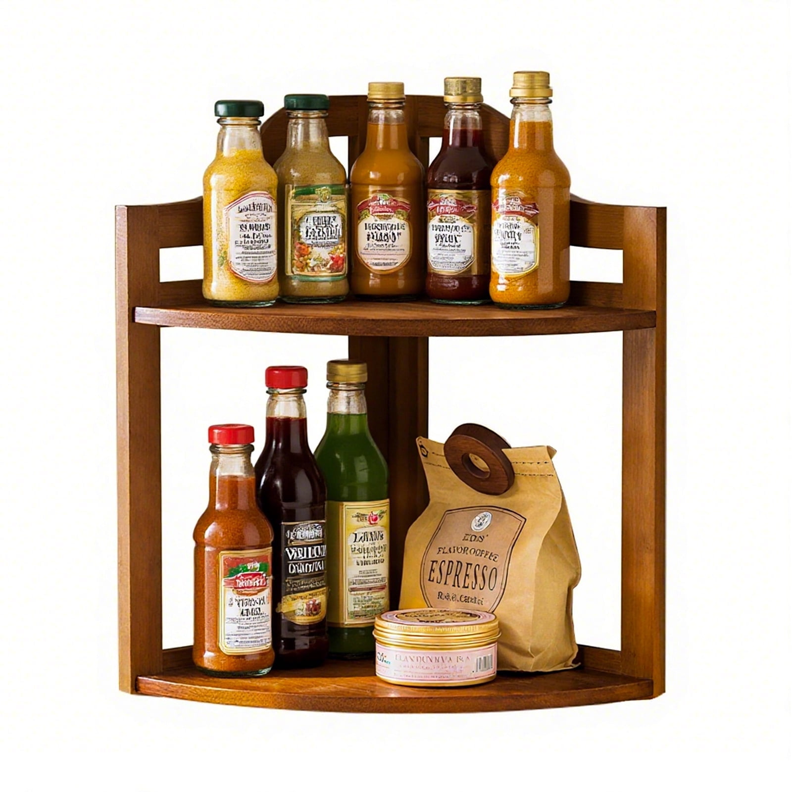 Corner Shelf Desktop Storage Organizer 2 Tier Space Saving Counter ...