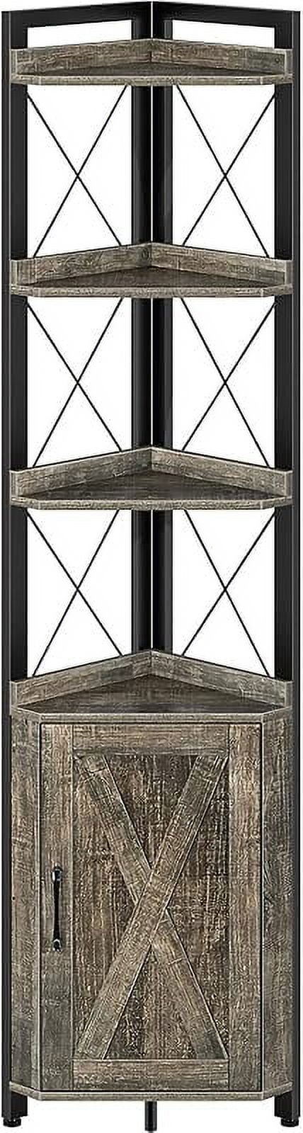 Corner Shelf with Doors, Corner Cabinet with Shelves, 6 Tier Corner ...