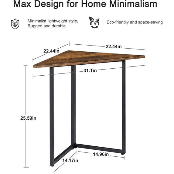 Corner Shelf, End Side Tables, Triangle Shelves with Metal Frame for ...