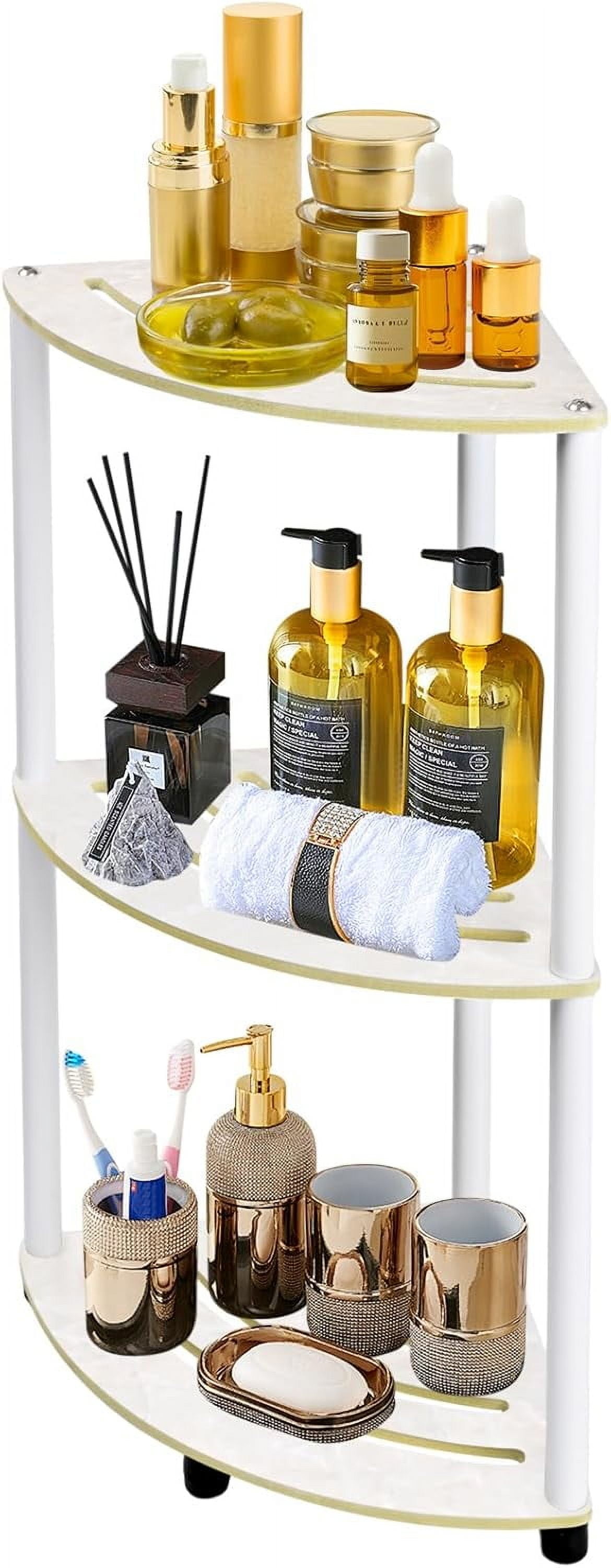 Corner Shelf with Metal Frame, Small Corner Shelf Stand for Bathroom ...