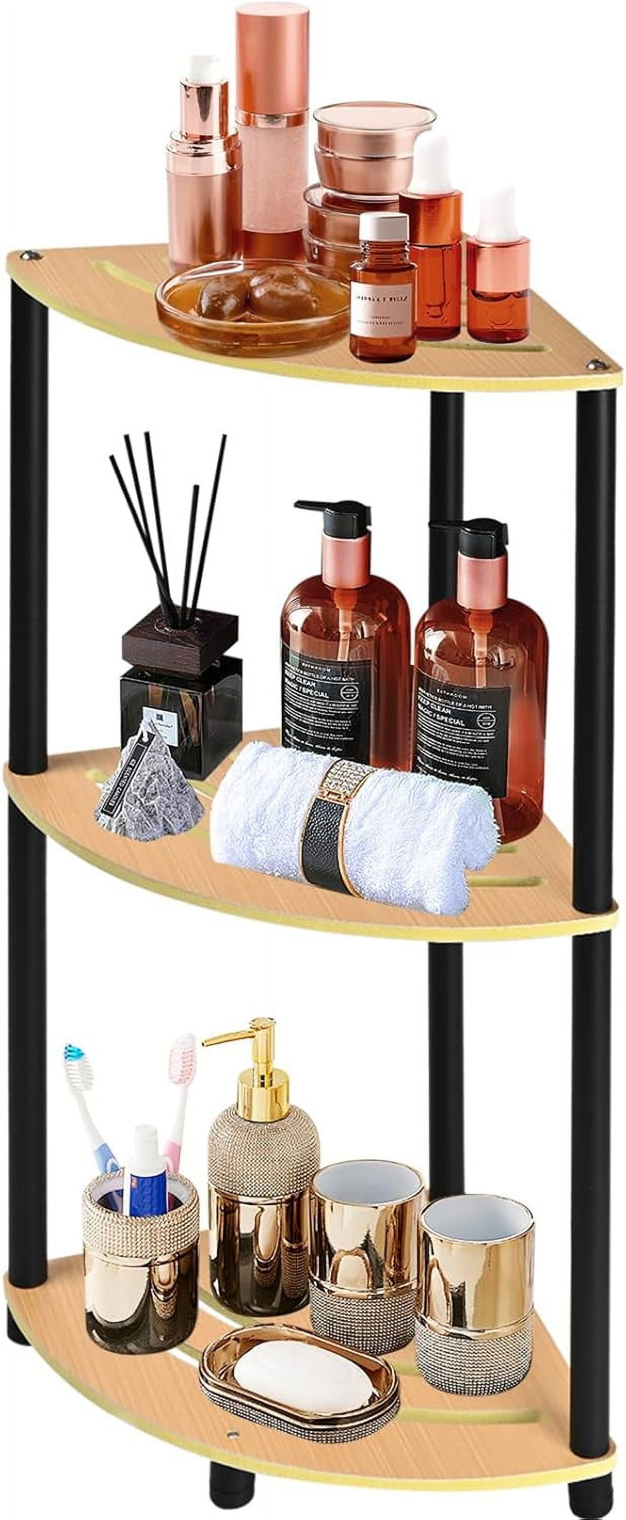 Corner Shelf with Metal Frame, Small Corner Shelf Stand for Bathroom ...