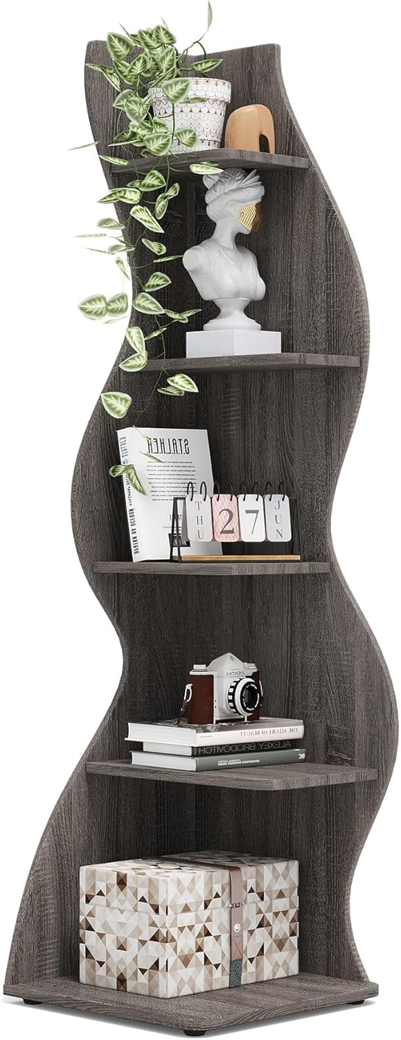 Corner Shelf, Modern 5-Tier Wall Corner Bookshelf, Stylish Corner Small ...