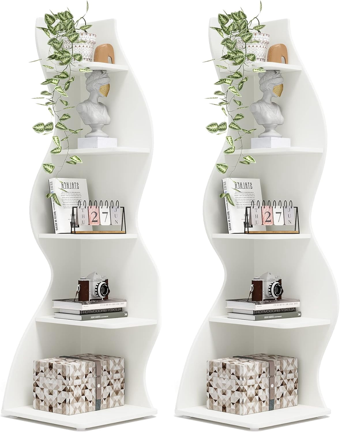 Corner Shelf, Modern 5-Tier Wall Corner Bookshelf, Stylish Corner Small ...