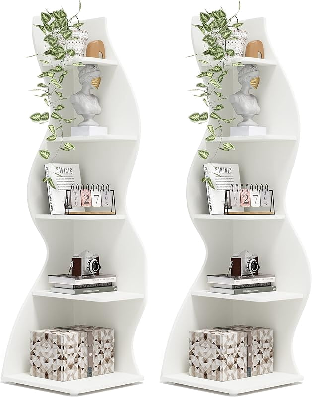 Corner Shelf, Modern 5-Tier Wall Corner Bookshelf, Stylish Corner Small ...