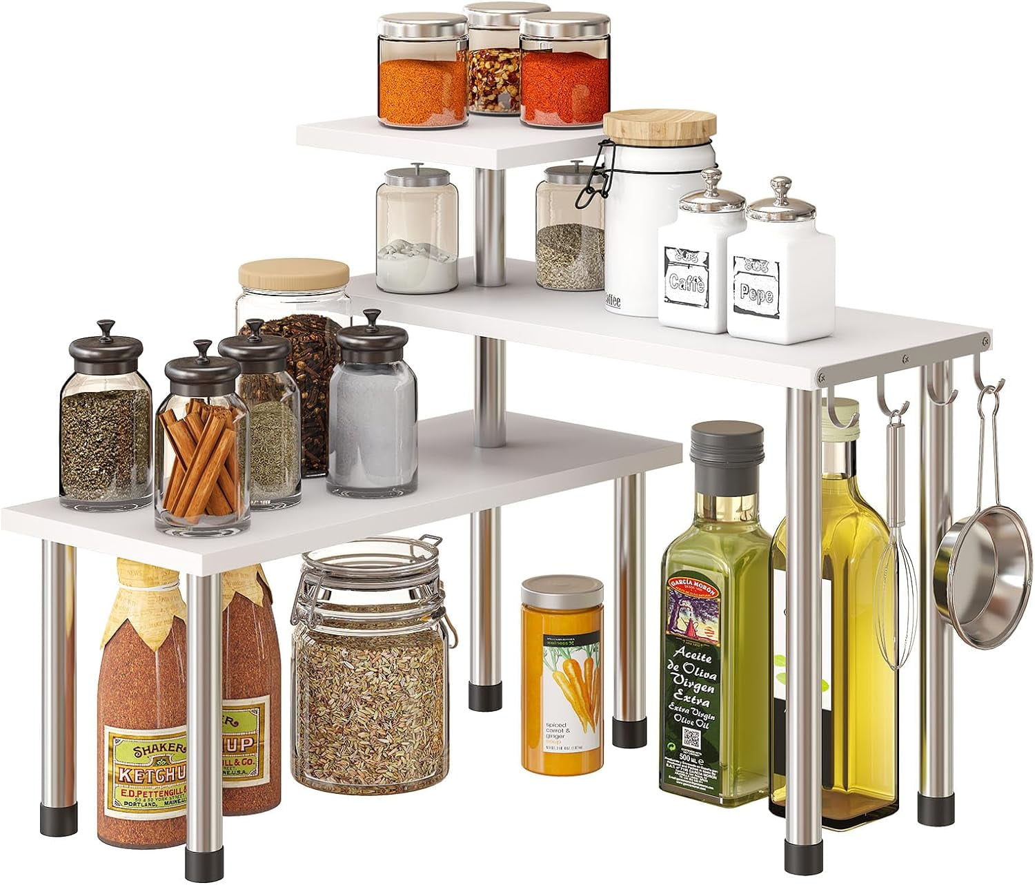 Corner Shelf Organizer, 3 Tier Bamboo Kitchen Countertop Rack for ...