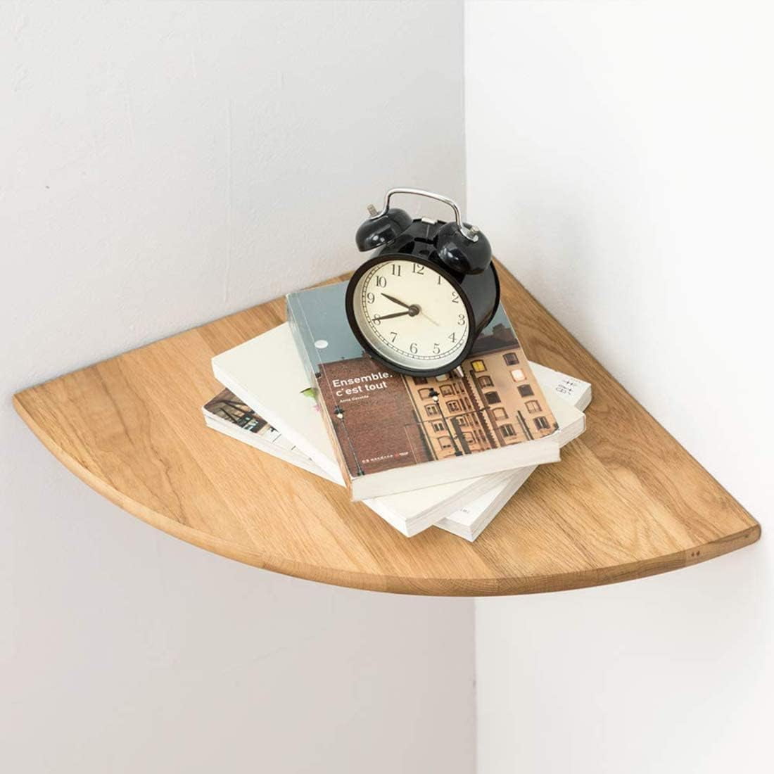 Corner Shelf, Solid Oak Wood Floating Corner Shelves Wall Mount Round ...