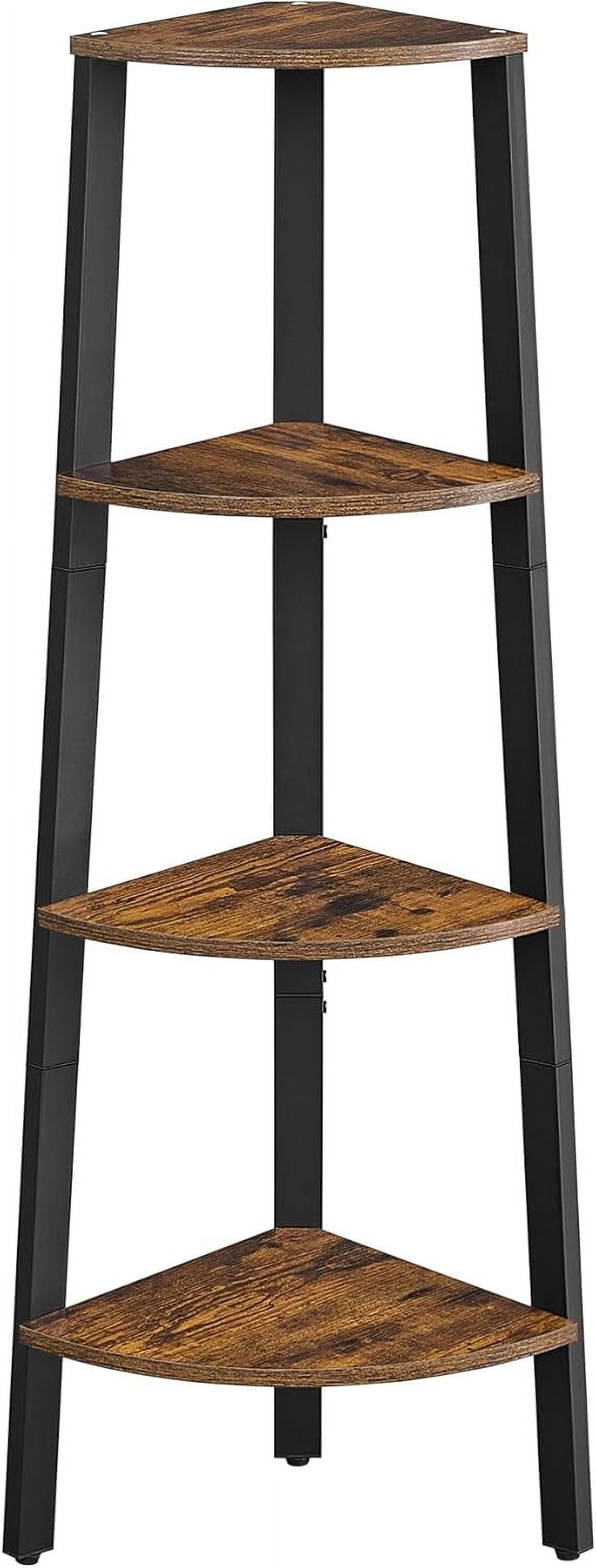 Corner Shelf Stand, 4-Tier Corner Bookshelf, Industrial Ladder Shelf ...