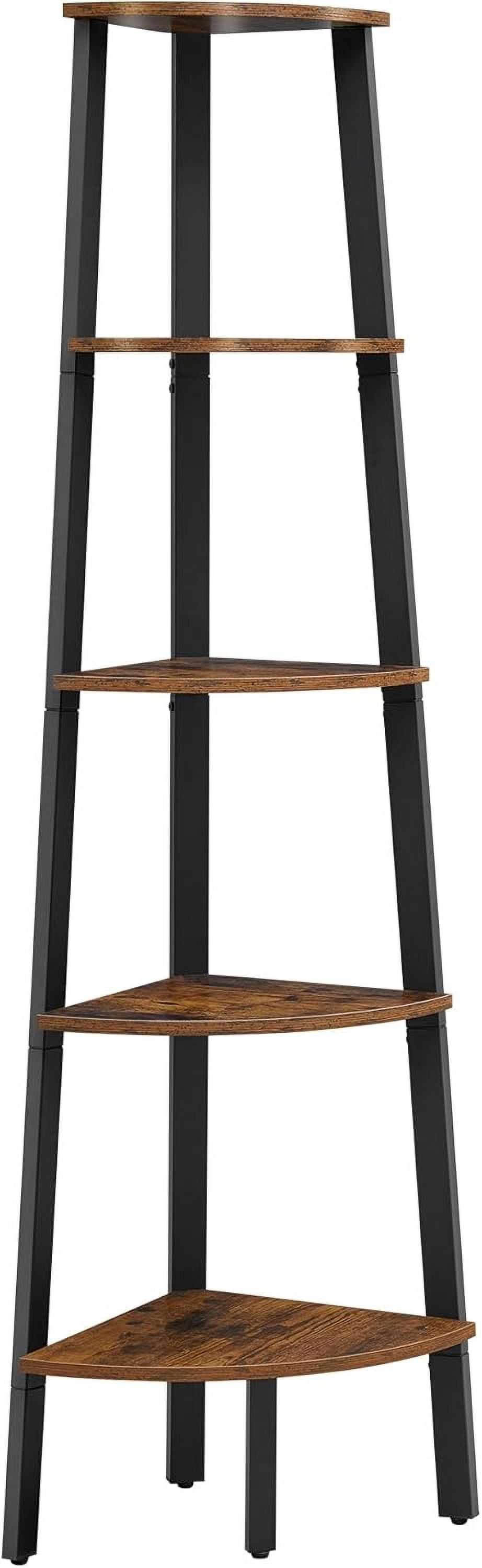 Corner Shelf Stand, 4-Tier Corner Bookshelf, Industrial Ladder Shelf ...