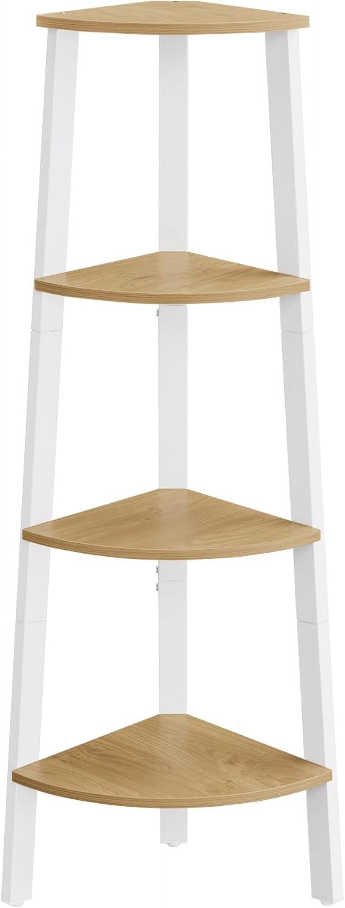 Corner Shelf Stand, 4-Tier Corner Bookshelf, Industrial Ladder Shelf ...